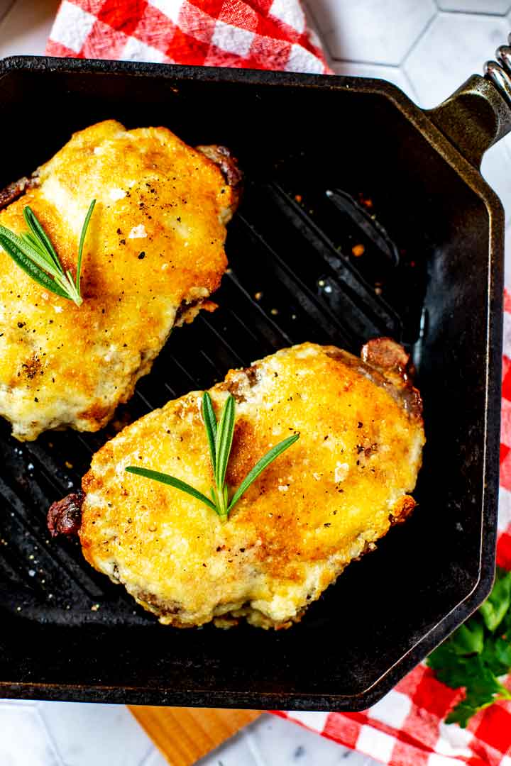 Parmesan Crusted Steak - Air Fryer or Pan Seared - Kicking Carbs