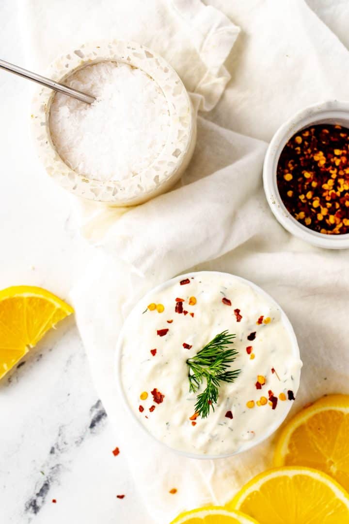 Lemon Dill Sauce - An Easy No-Cook Sauce! - Kicking Carbs
